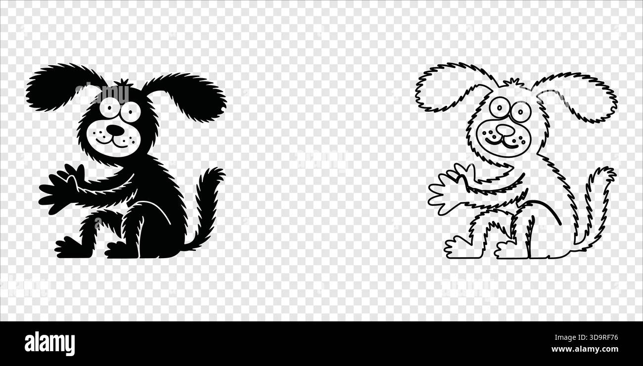 Cartoon Dogs Sitting with Raised Paw, vector illustration Stock Vector ...