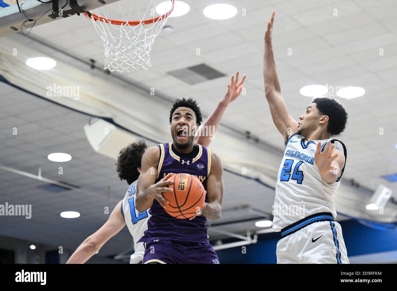 NEW YORK, NY - DECEMBER 06: UAlbany Great Danes guard Jaden Kempson (11 ...