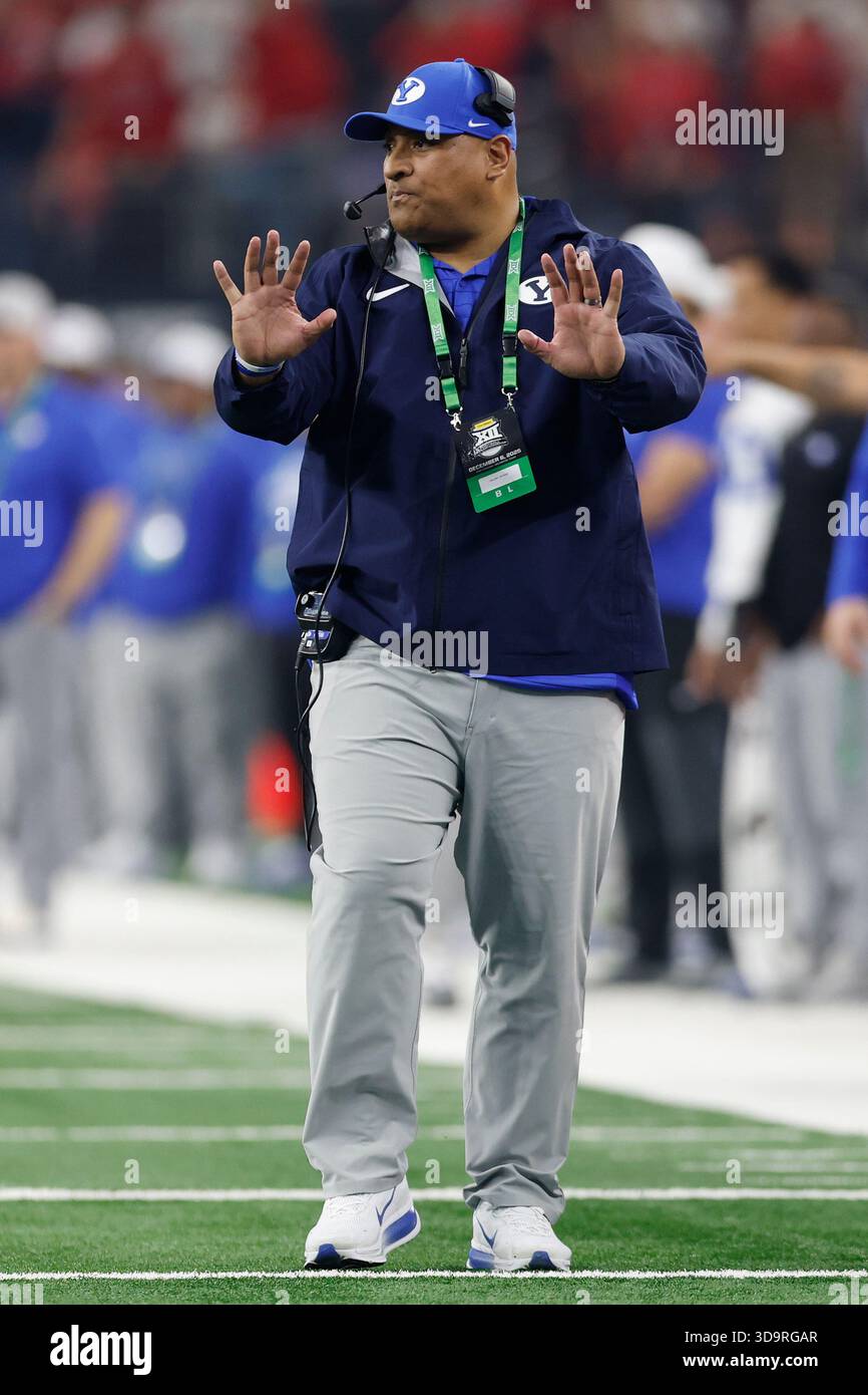BYU coach Kalani Sitake reacts to a play in the first half of a Big 12 ...