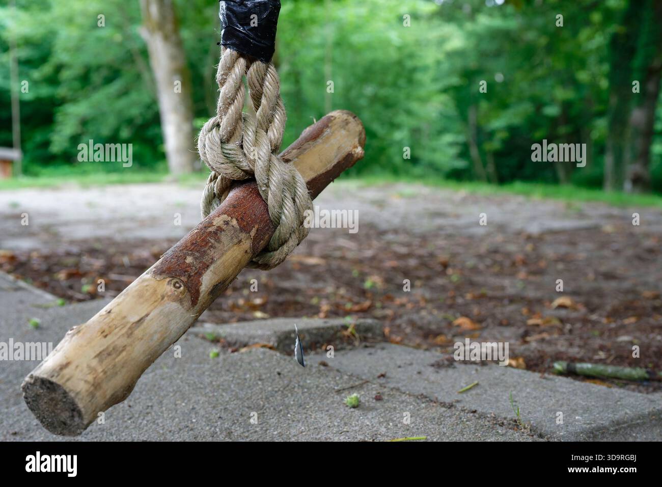 Traditional wooden swing tied hi-res stock photography and images - Alamy
