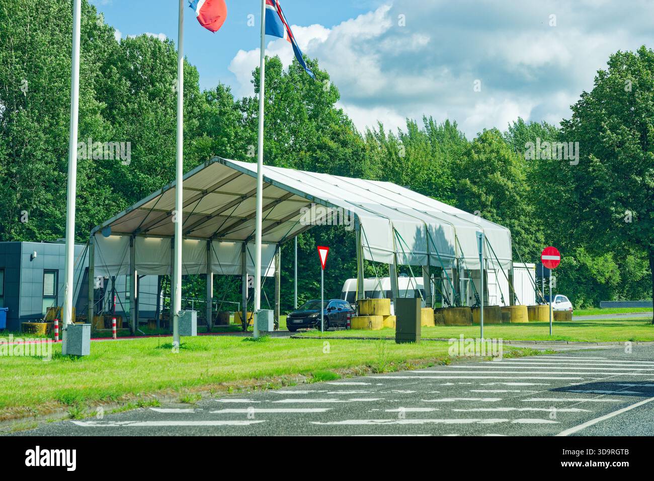 The border crossing between Denmark and Germany in Padborg with the ...