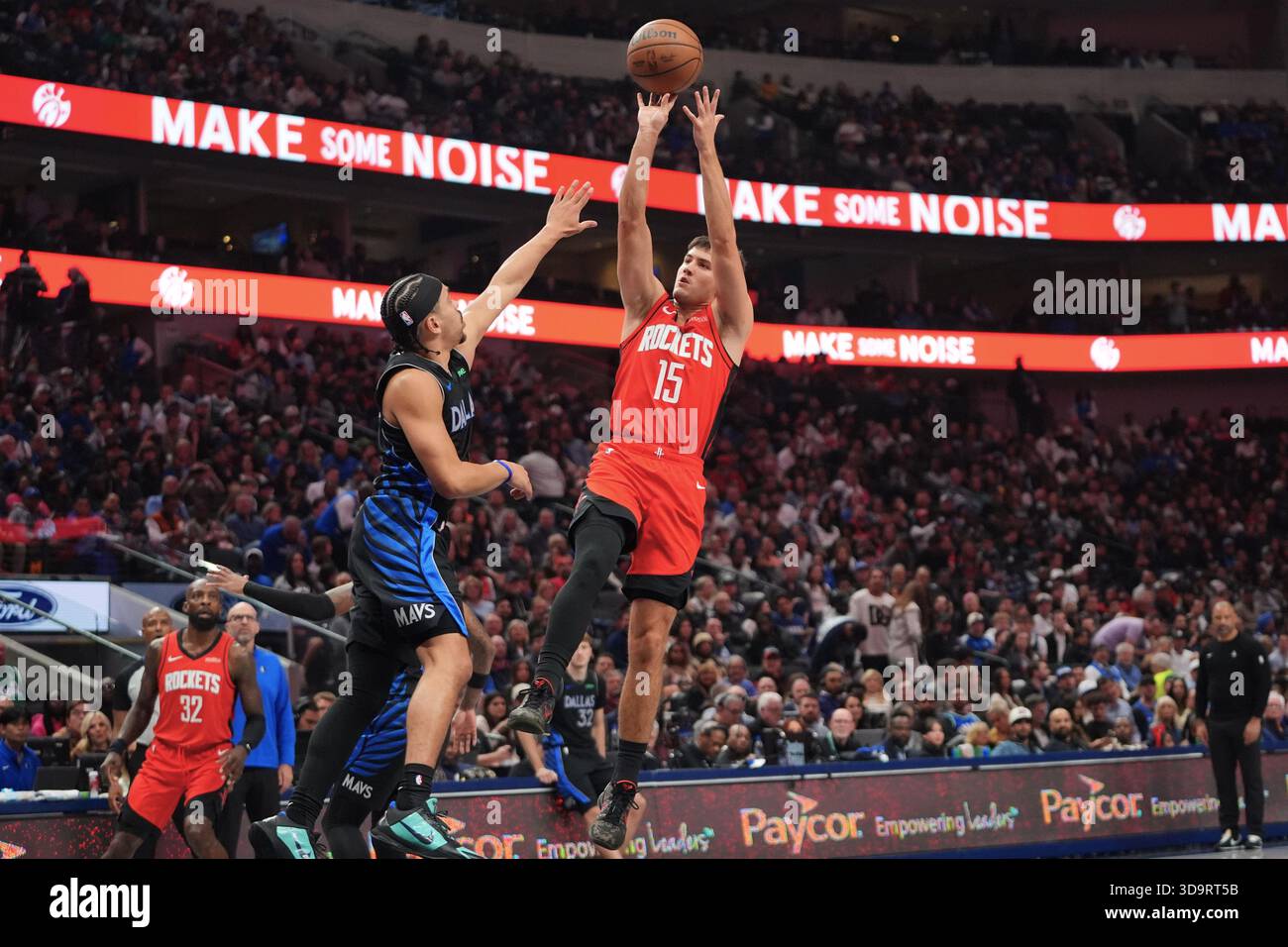 Houston Rockets guard Reed Sheppard (15) shoots against Dallas ...