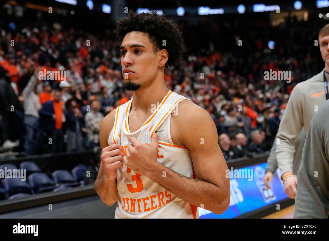 Tennessee guard Bishop Boswell (3) walks off the court after the team's ...