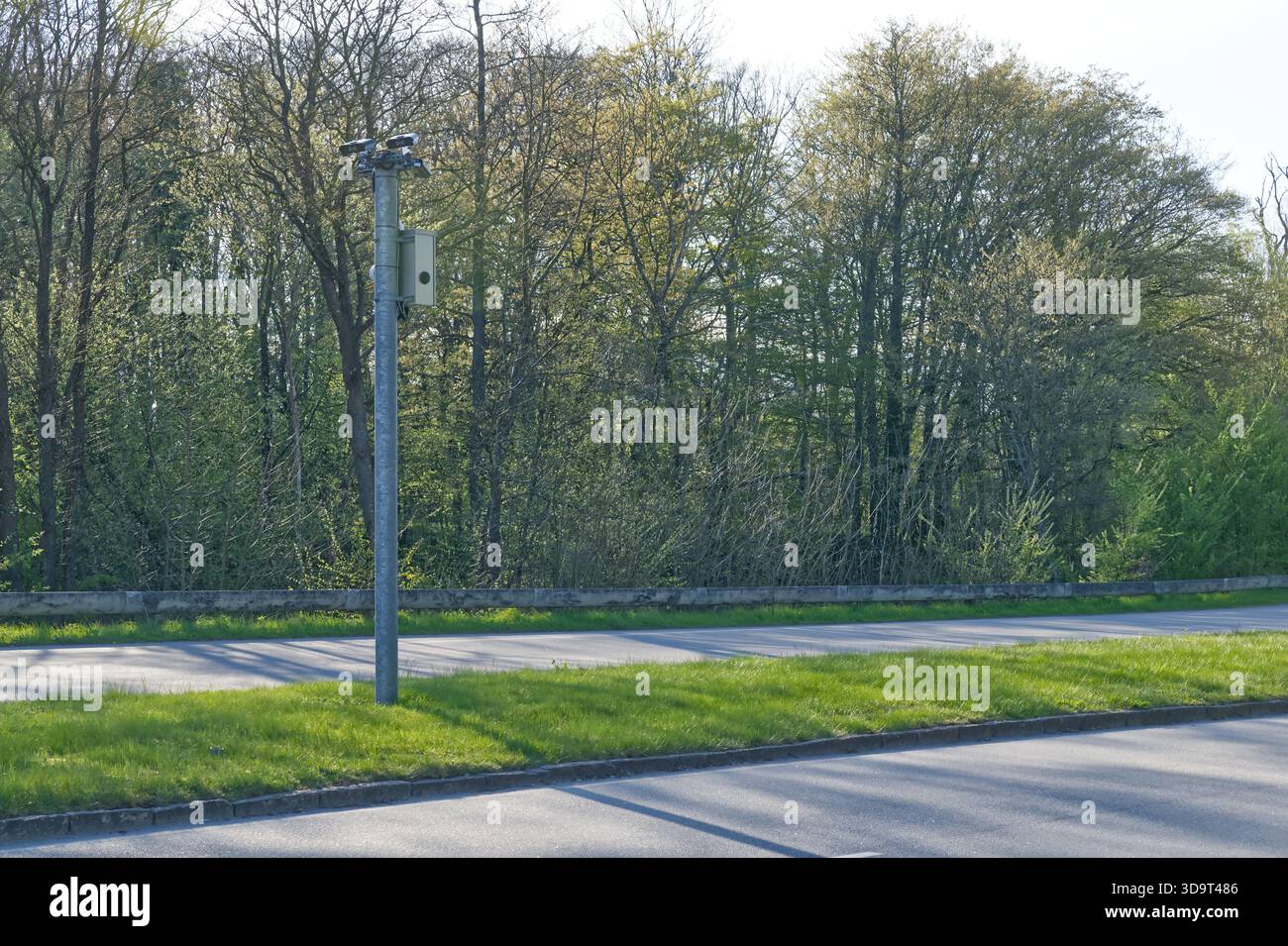 A surveillance camera mounted on a mast at the German Danish border in ...