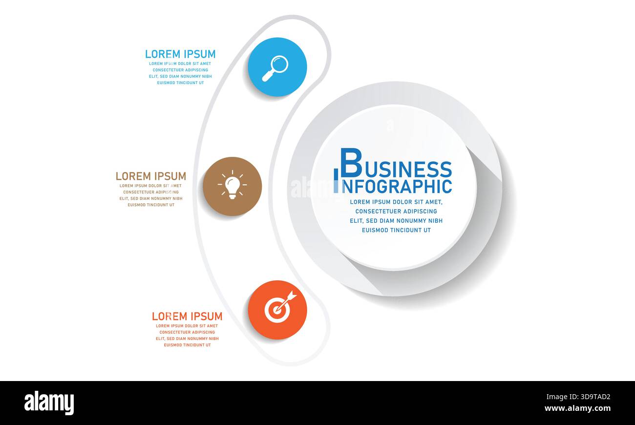 Three steps infographic design Cut Out Stock Images & Pictures - Alamy