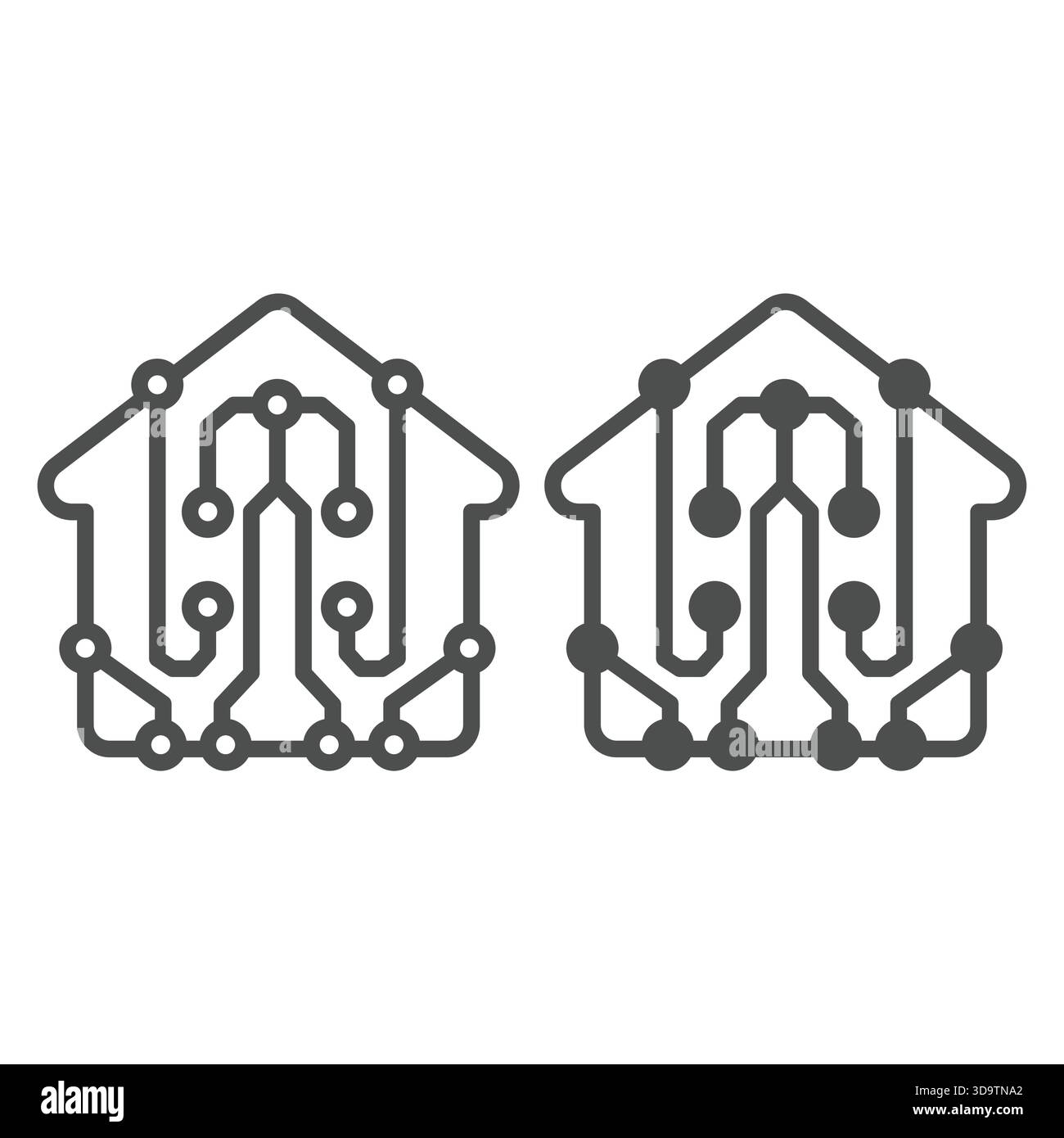 Home house with connections line and solid icon, neural network concept ...