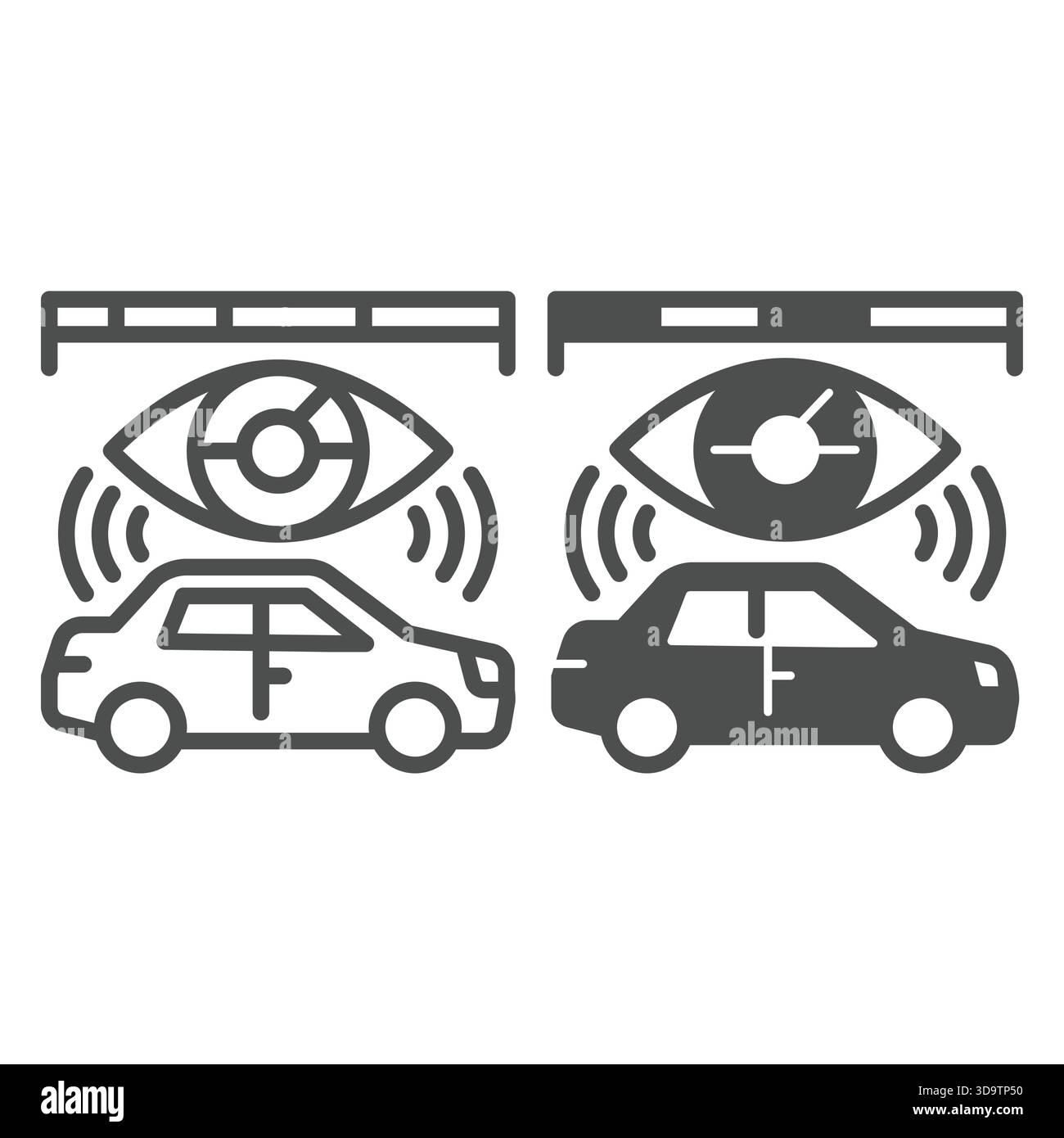Car map vision data line and solid icon, neural dataset concept. Vector ...