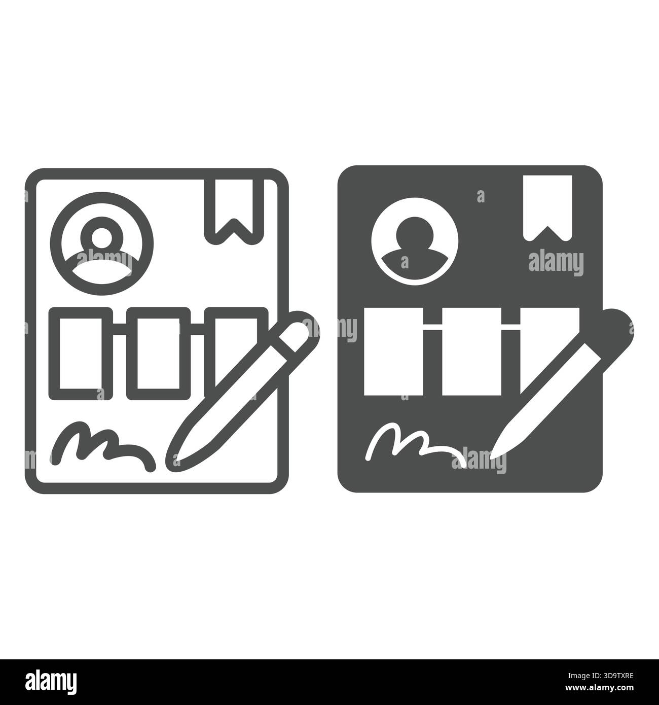 Candidate profile line and solid icon, design recruitment concept ...