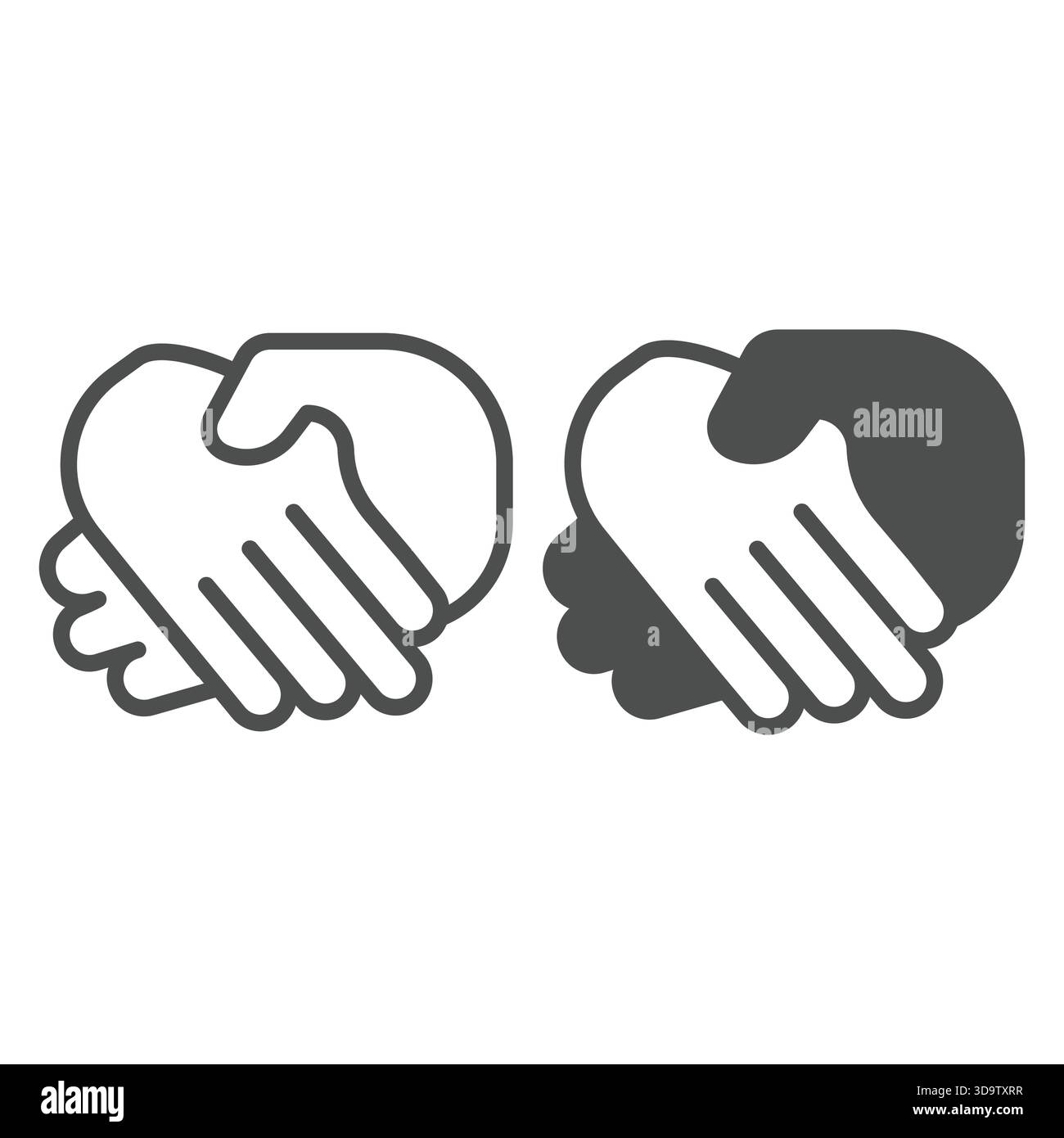 Strong men handshake line and solid icon, design recruitment concept ...
