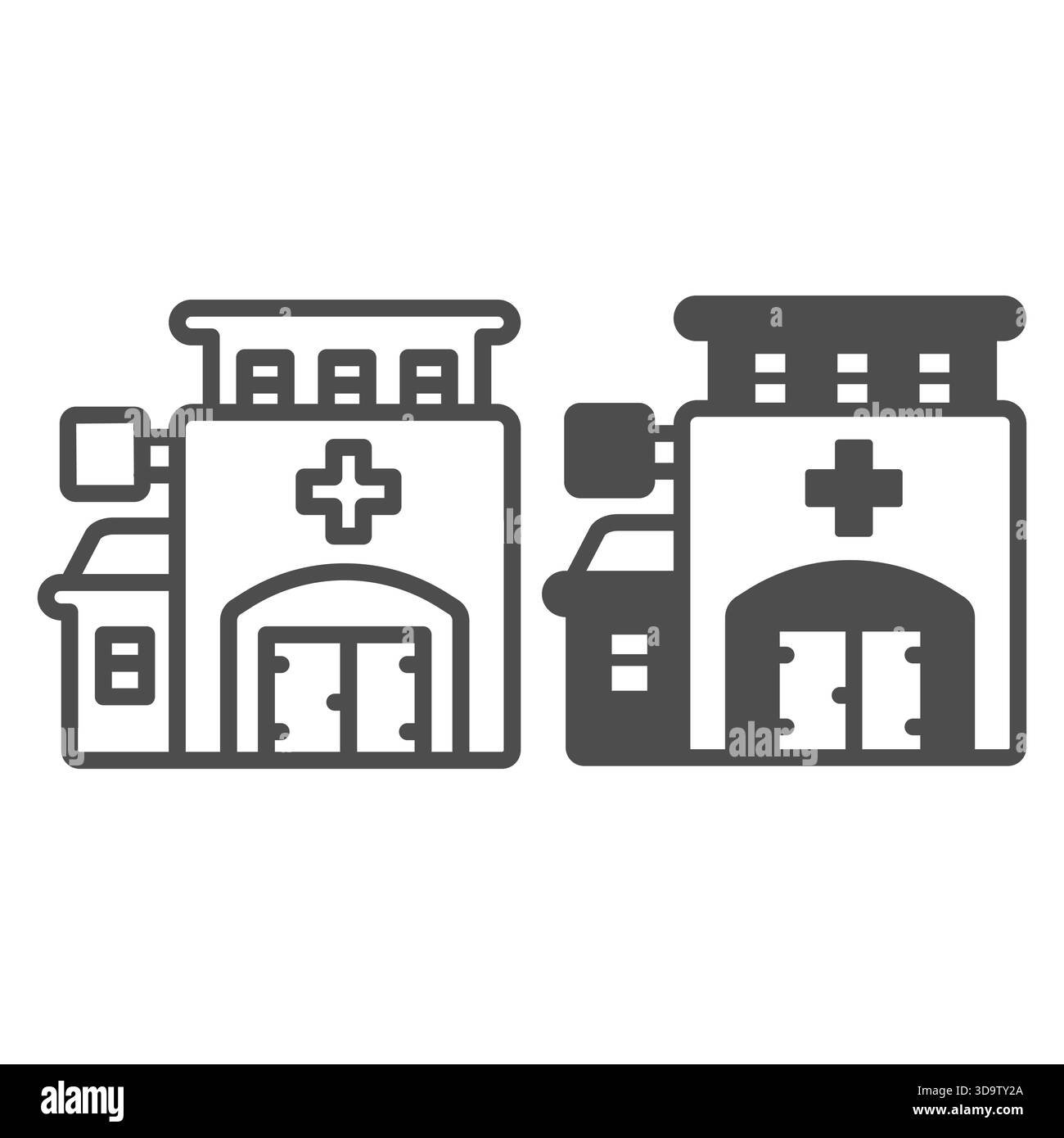 Polyclinic building line and solid icon, pharmacy concept. Vector ...
