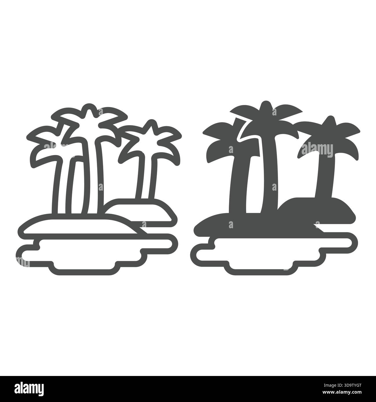 Desert oasis line and solid icon, arabian desert concept. Vector ...