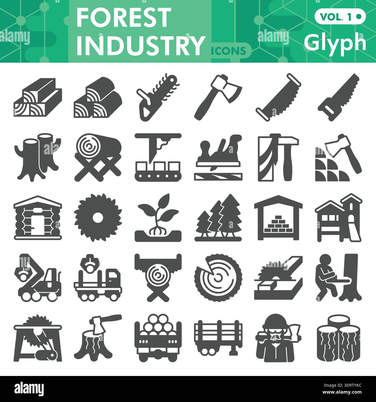 Logging equipment symbols hi-res stock photography and images - Alamy