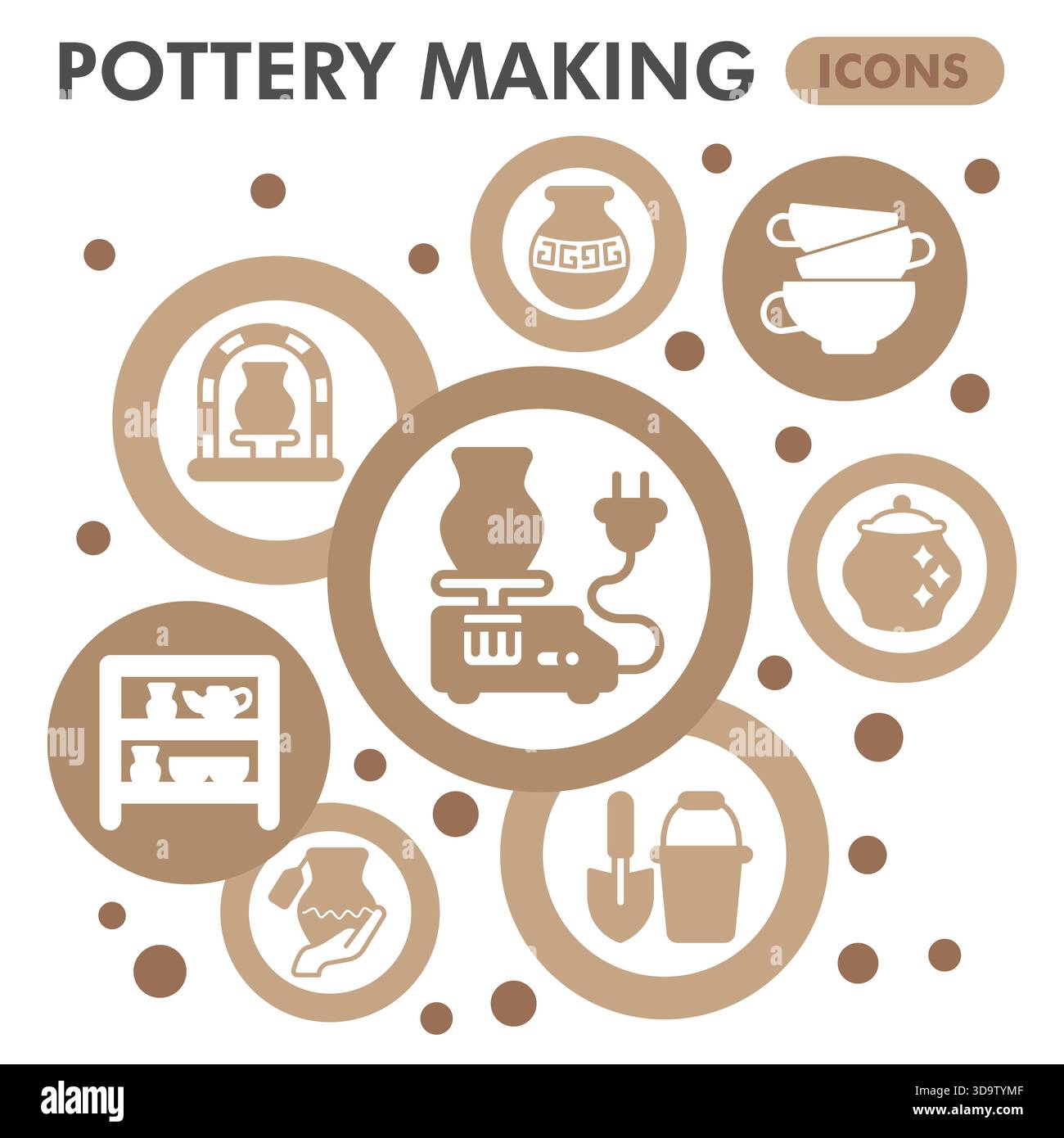 Pottery making symbols collection or sketches, pottery crafts theme ...