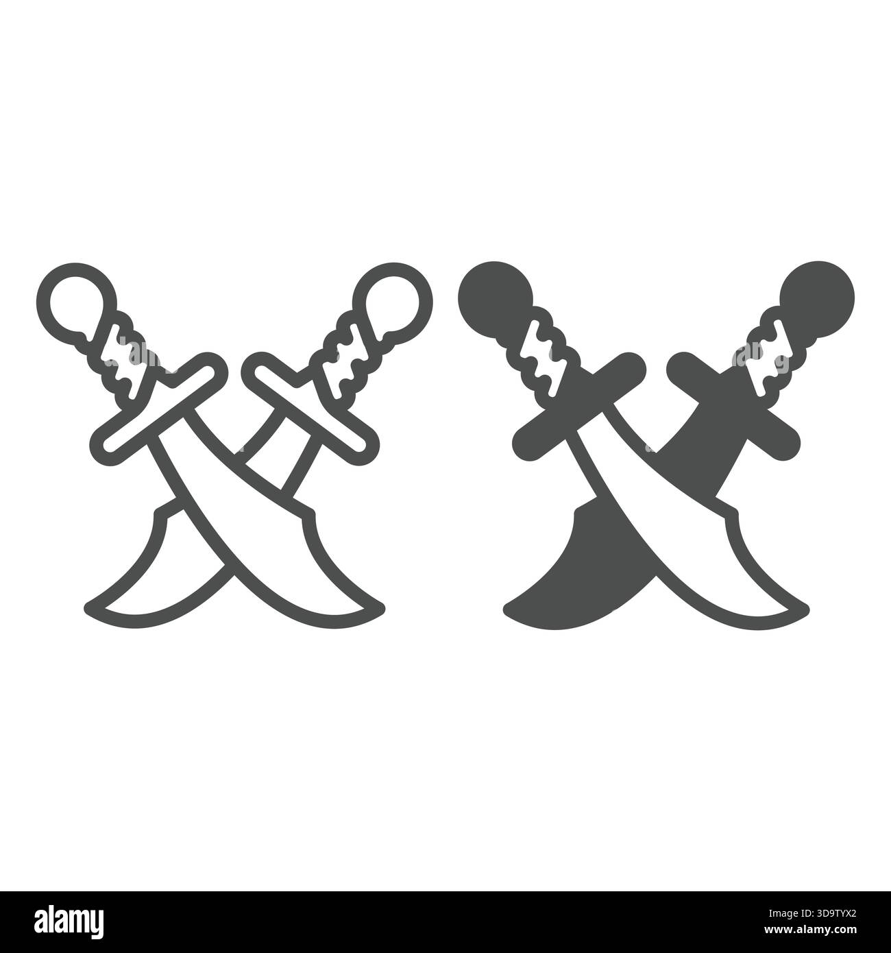 Crossed swords line and solid icon, arabian desert concept. Vector ...