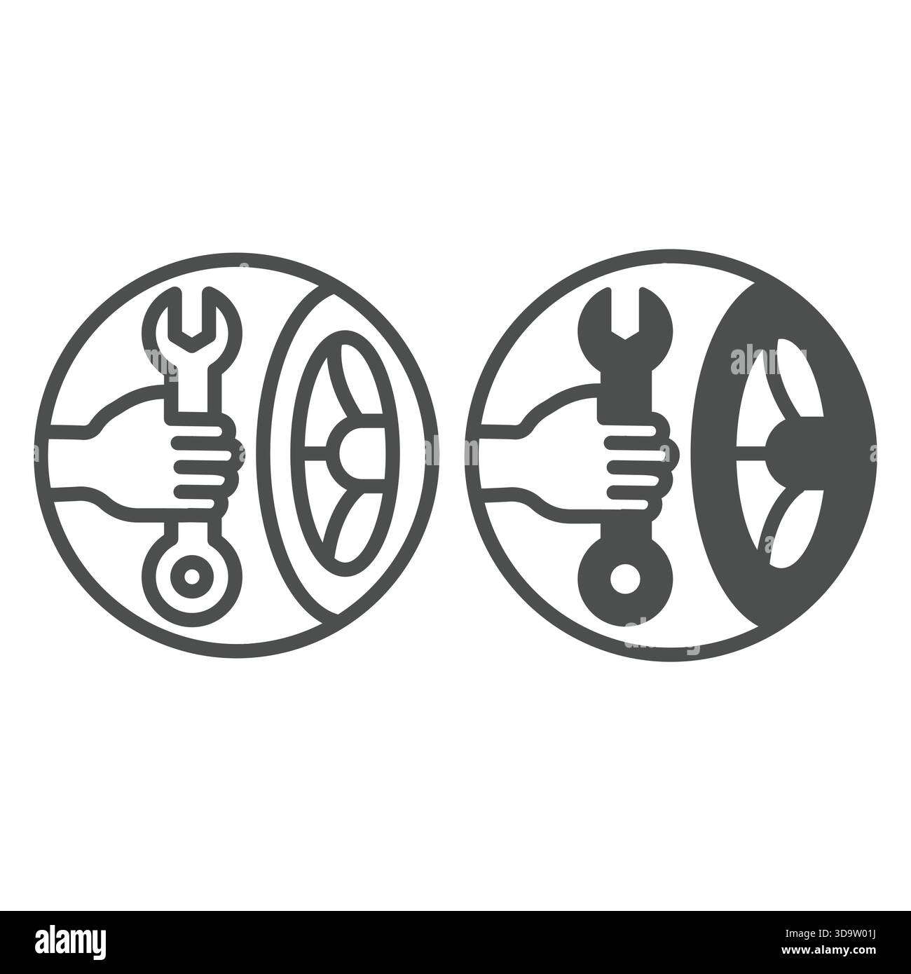 Hand wrench in center Cut Out Stock Images & Pictures - Alamy