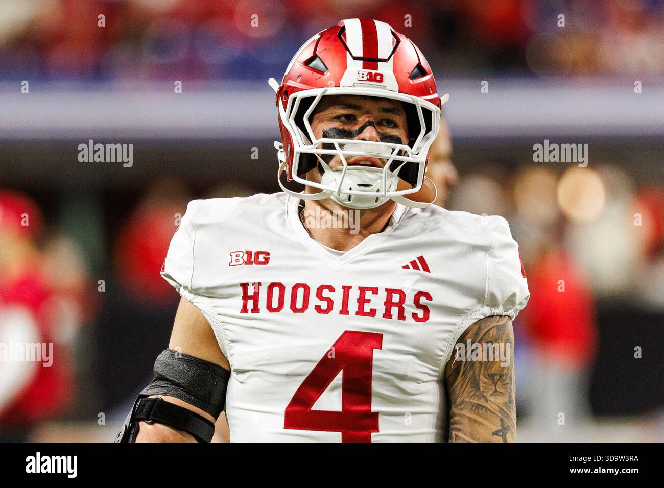 December 06, 2025: Indiana linebacker Aiden Fisher (4) during NCAA ...