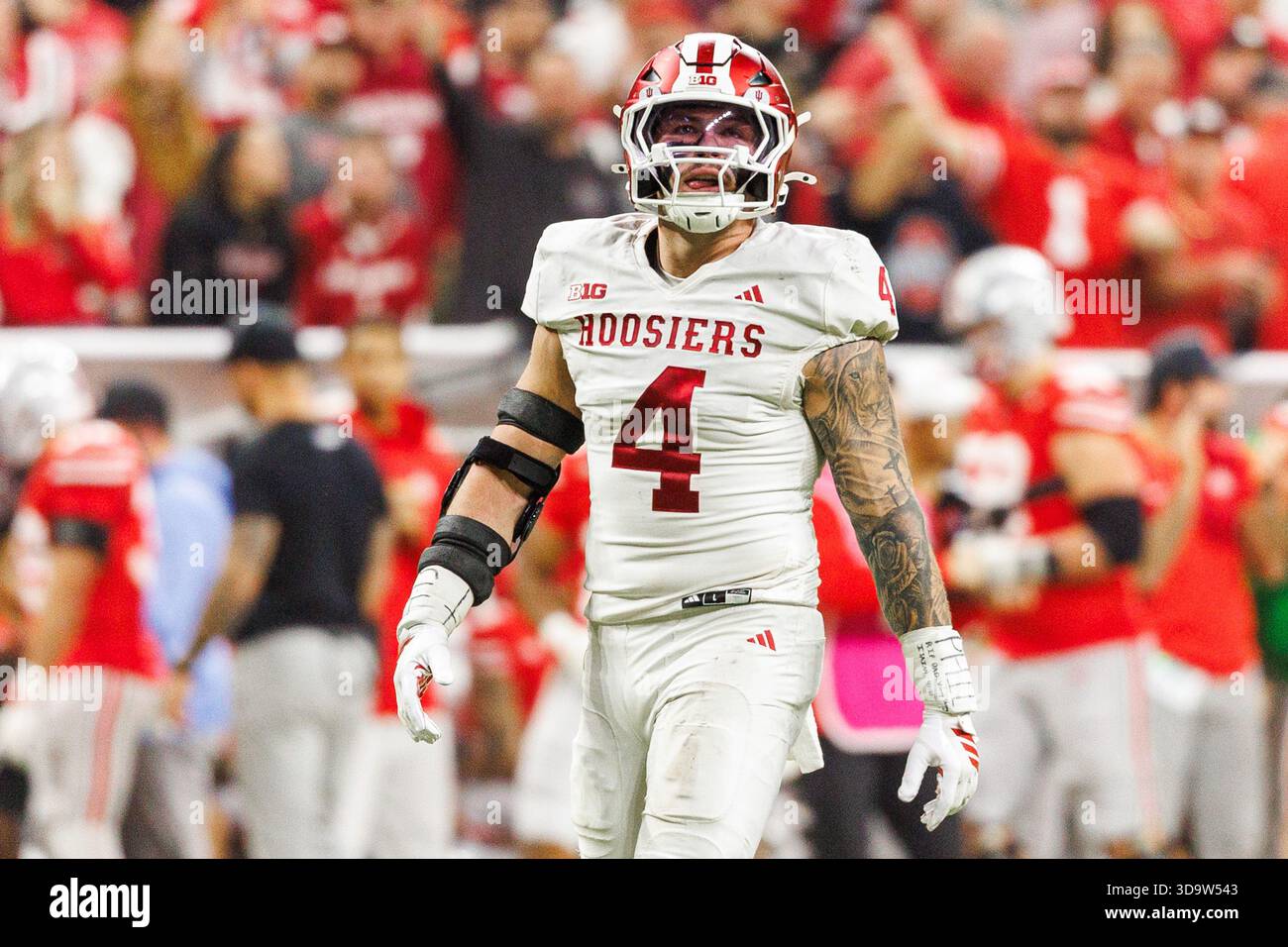 December 06, 2025: Indiana linebacker Aiden Fisher (4) during NCAA ...