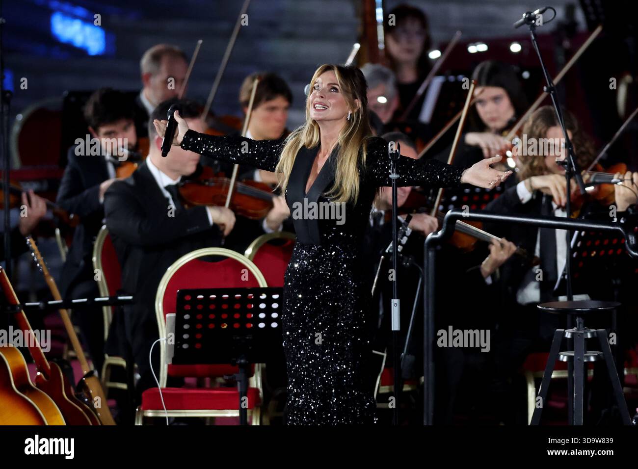 Italian singer Serena Autieri performs in front of the audience. Pope ...