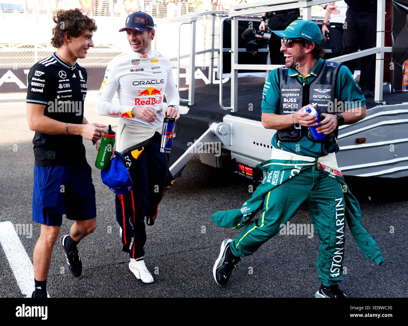 Red Bull driver Max Verstappen with Mercedes driver Andrea Kimi ...