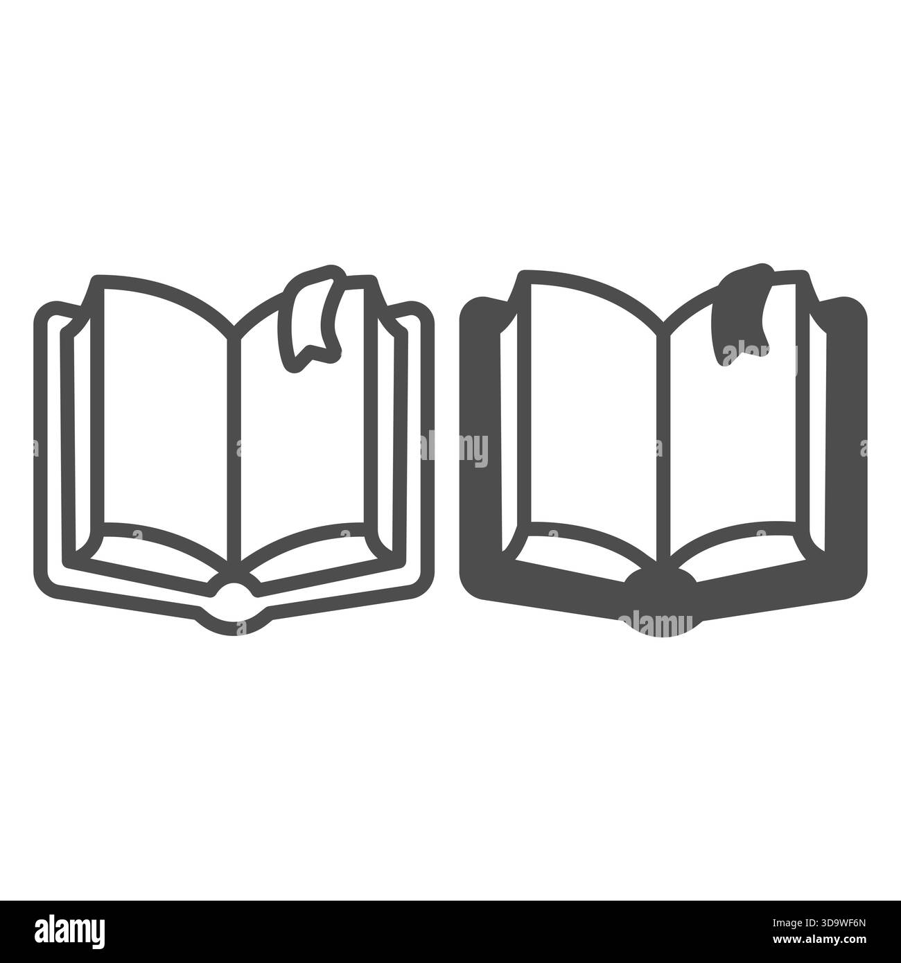 Hardcover book with bookmark line and solid icon, book festival concept ...