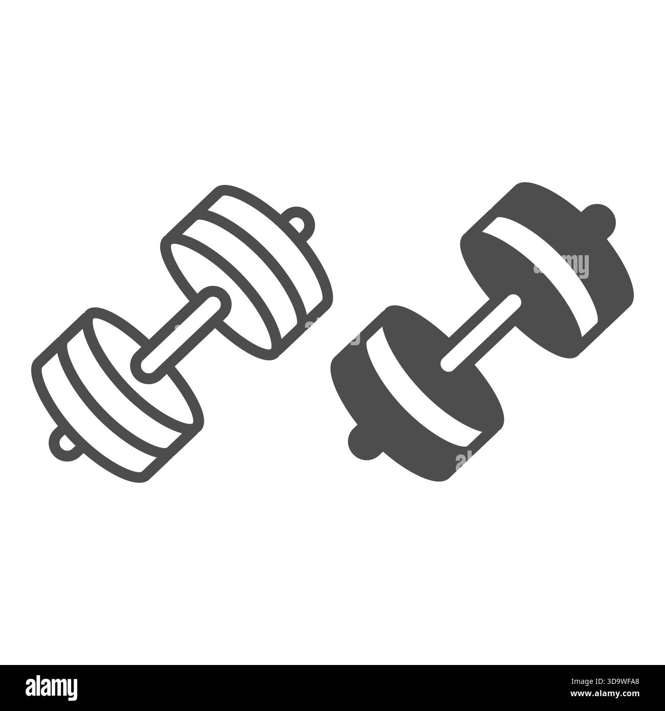 Small dumbbell for one hand line and solid icon, body building concept ...