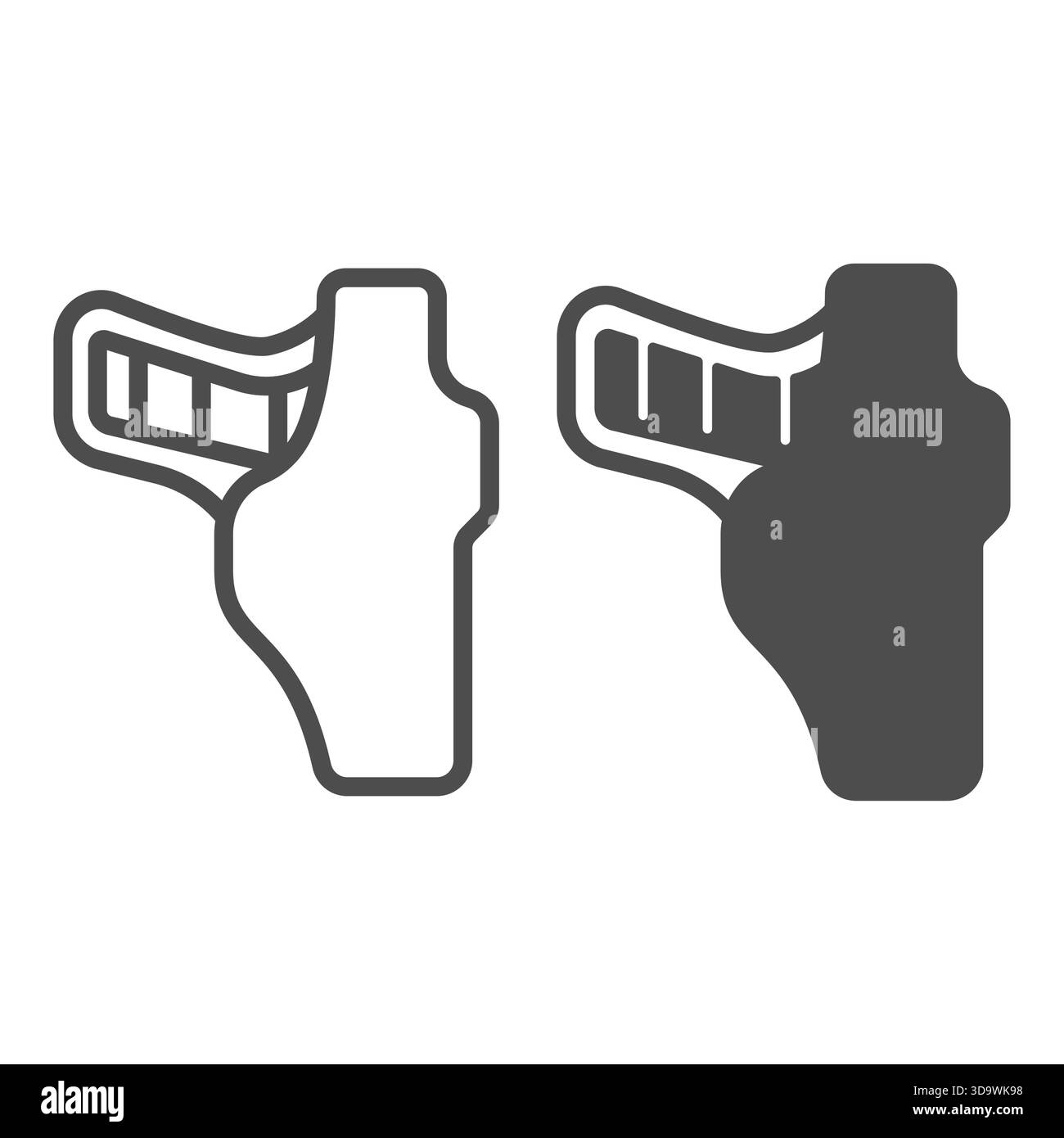 Pistol gun in leather holster line and solid icon, police force concept ...