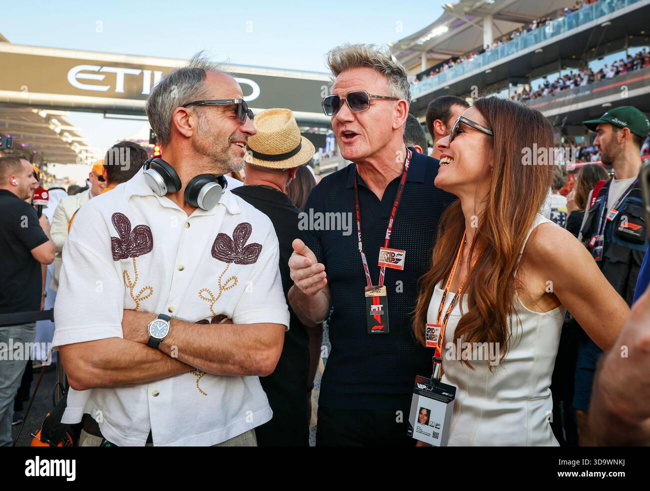 Adam Norris Gordon Ramsey chat during Race Day at the Formula One Etihad Airways Abu Dhabi Grand ...