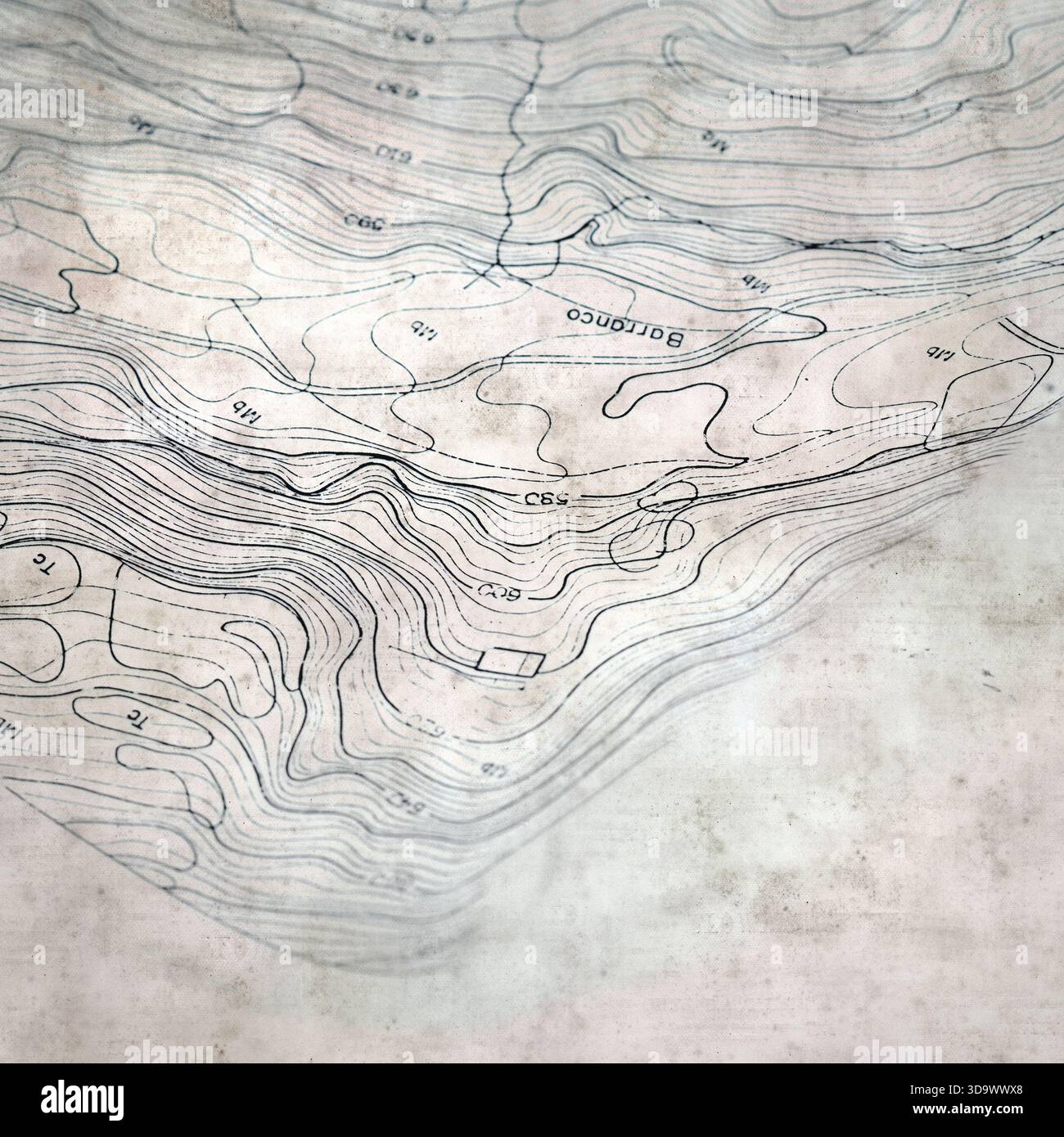 textured stylish old paper background, square, with Topographic maps on ...