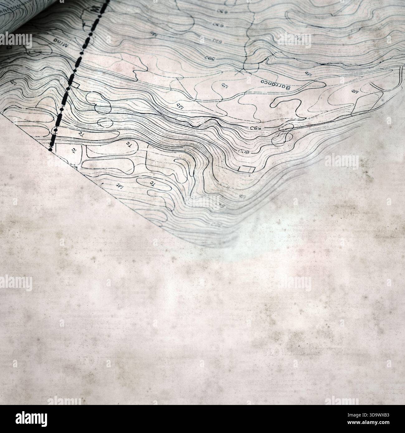 textured stylish old paper background, square, with Topographic maps on ...