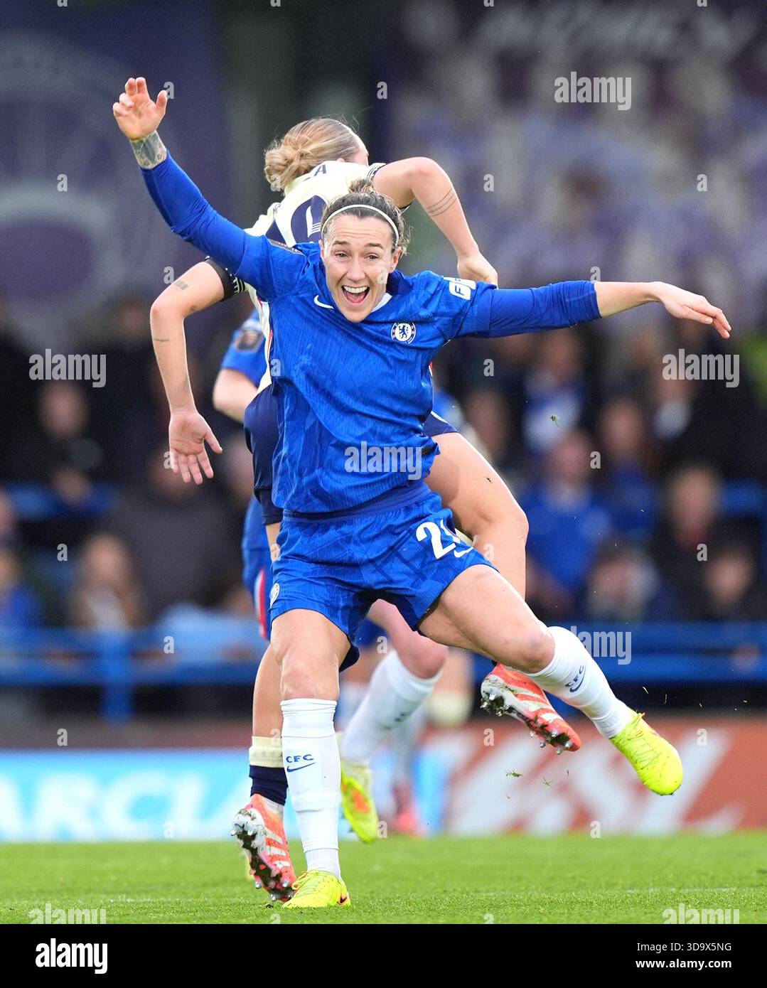 Chelsea's Lucy Bronze battles for the ball during the Barclays Women's ...