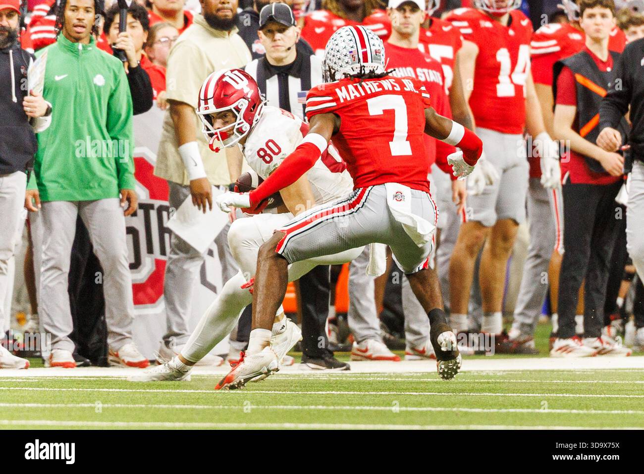 December 06, 2025: Indiana wide receiver Charlie Becker (80) runs with ...