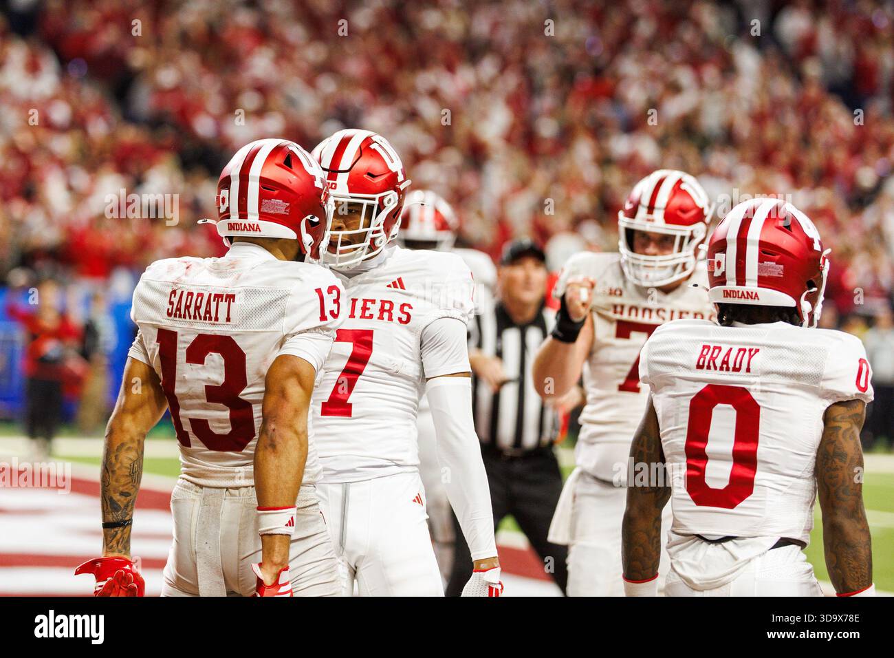 December 06, 2025: Indiana wide receiver Elijah Sarratt (13) and ...