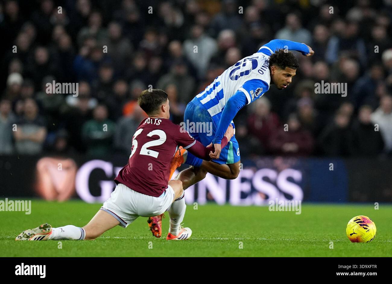 West Ham United's Freddie Potts (left) and Brighton and Hove Albion's ...
