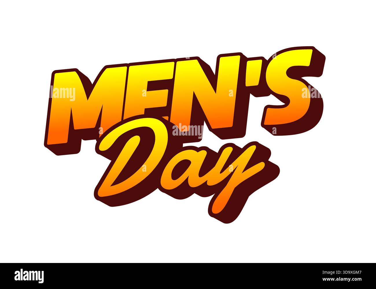 Stylized text graphic for Mens Day, featuring bold, vibrant colors and ...