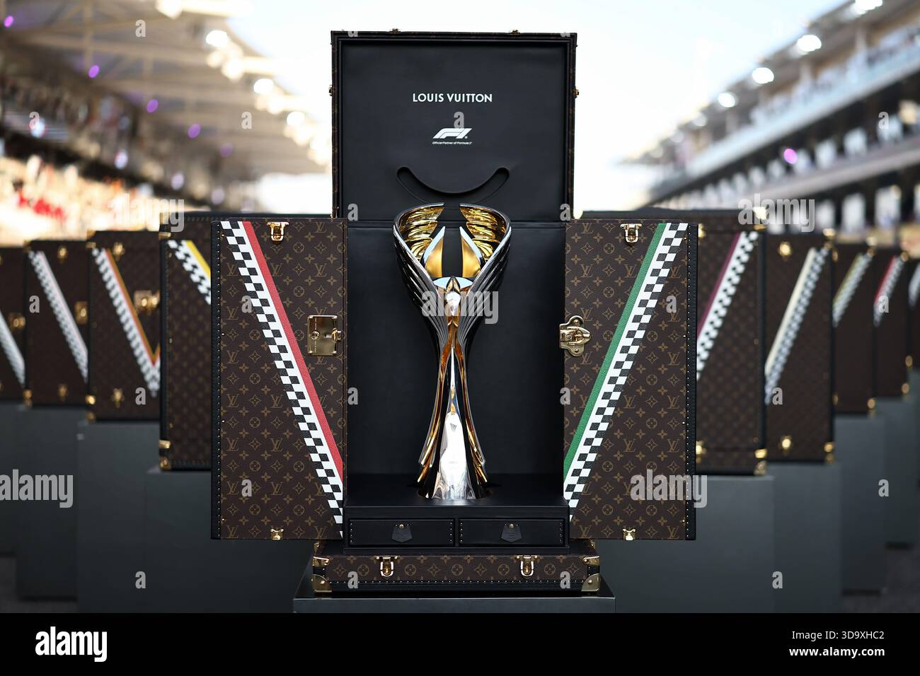 ABU DHABI, UNITED ARAB EMIRATES - DECEMBER 7: Trophies the F1 Grand ...