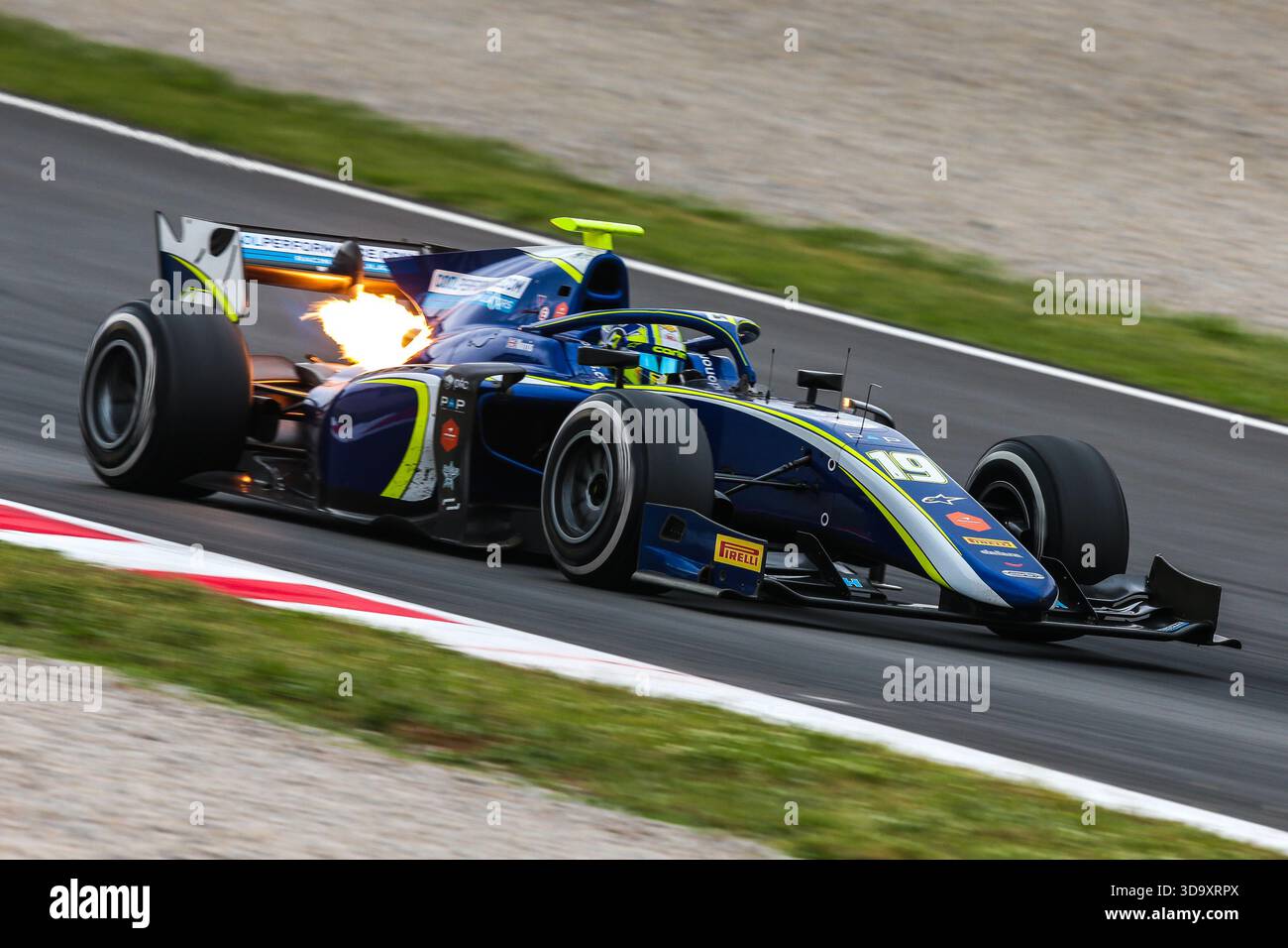 19 NORRIS Lando, Carlin, action, flame during 2018 FIA Formula 2 ...
