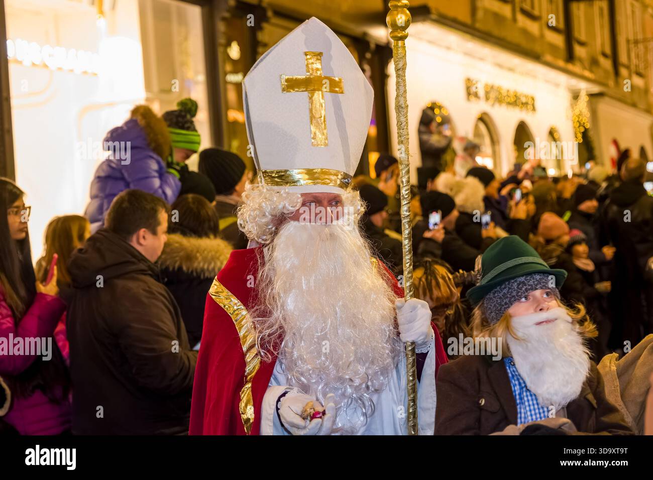 Traditional figure of Saint Nicholas celebrating an alpine folklore ...