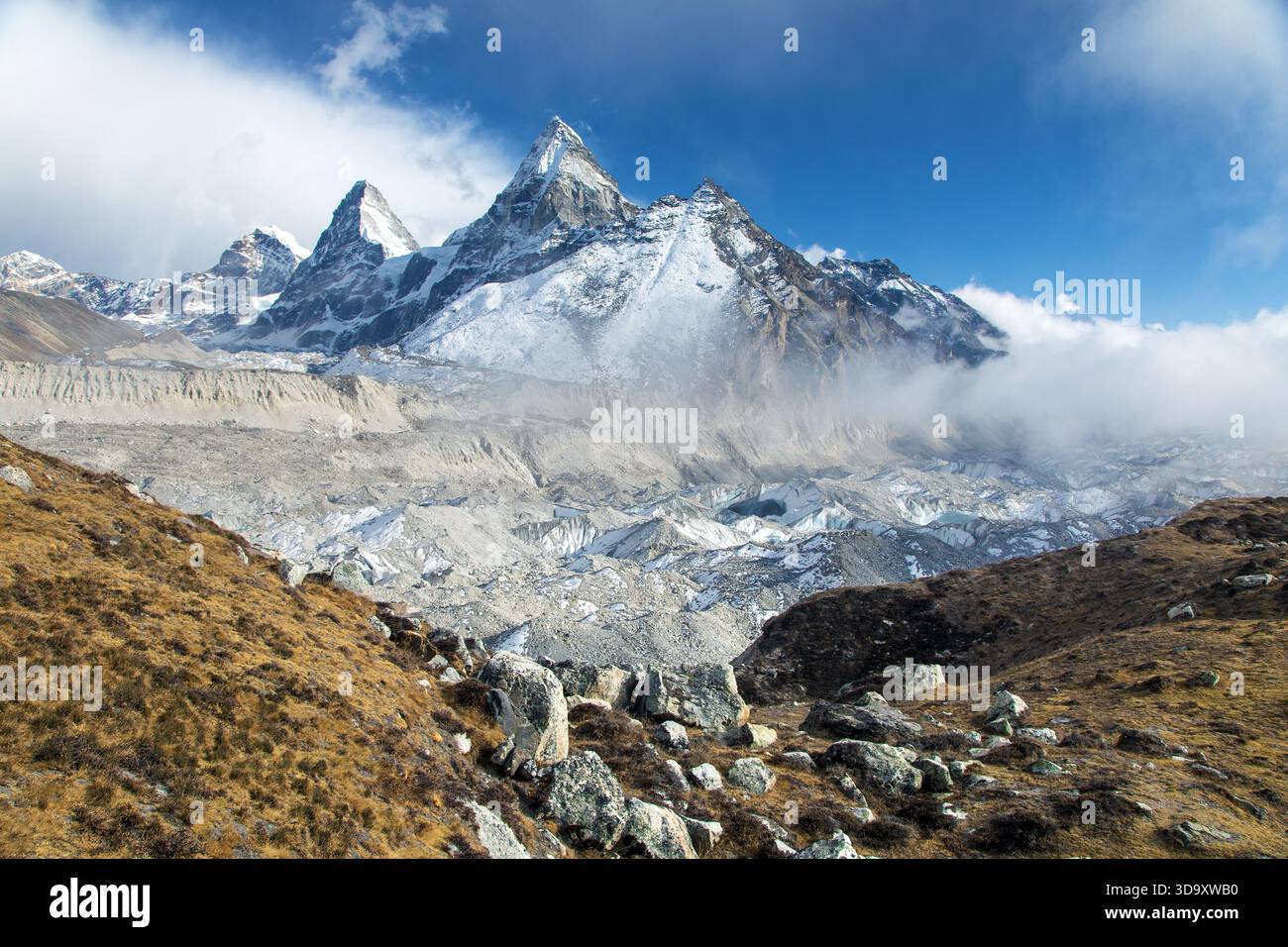 Mounts cholo peak, Kangchung peak and mount Nirekha, three beautiful ...