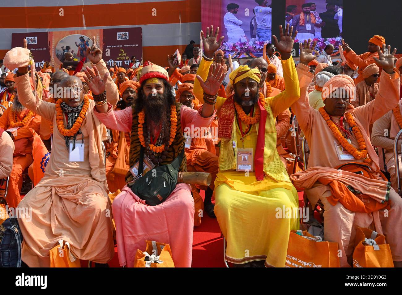 NEW DELHI, INDIA - DECEMBER 7: Hindu devotees participate in a massive ...