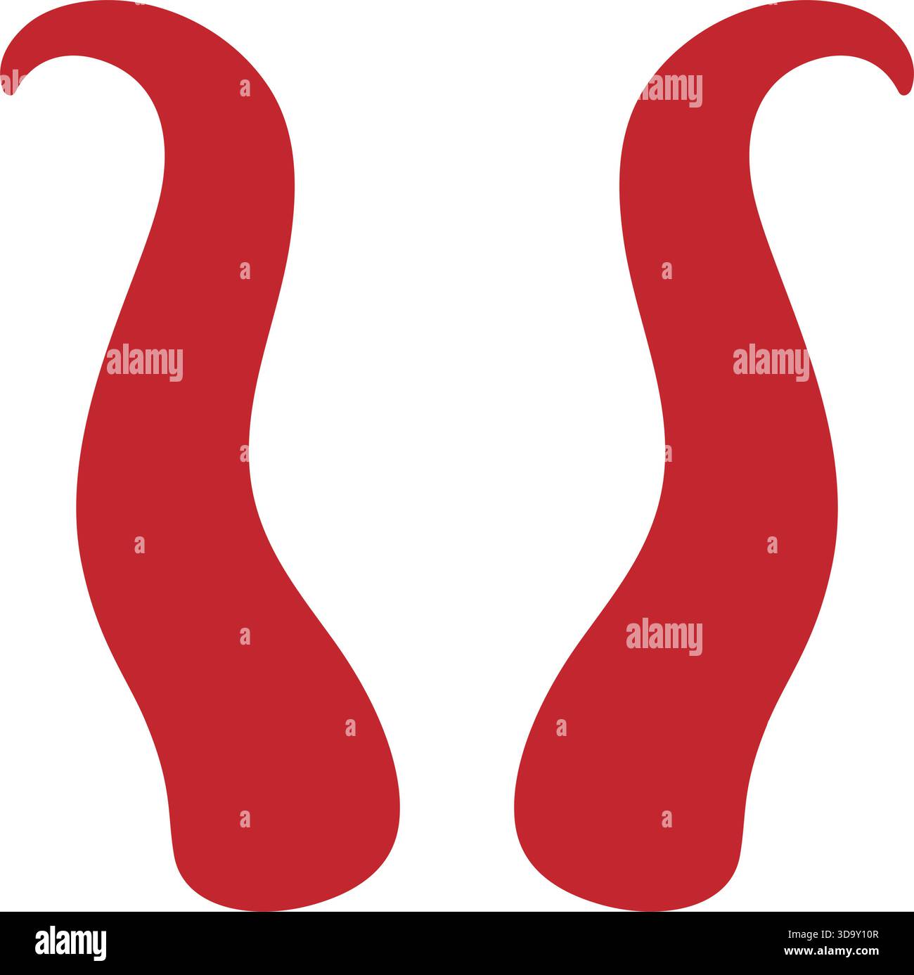 Red tall curved devil horns. Flat cartoon vector style illustration for ...