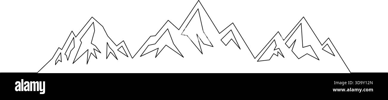Mountain ridge outline. Minimalist line drawing for outdoor trekking ...