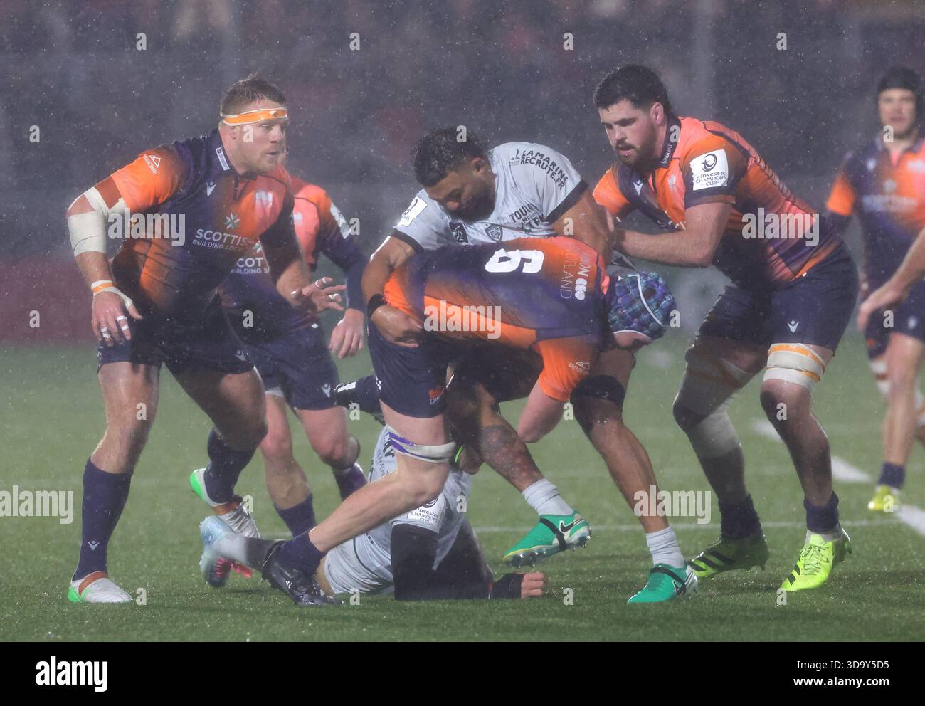 Edinburgh's Liam McConnell is brought down during the Investec ...