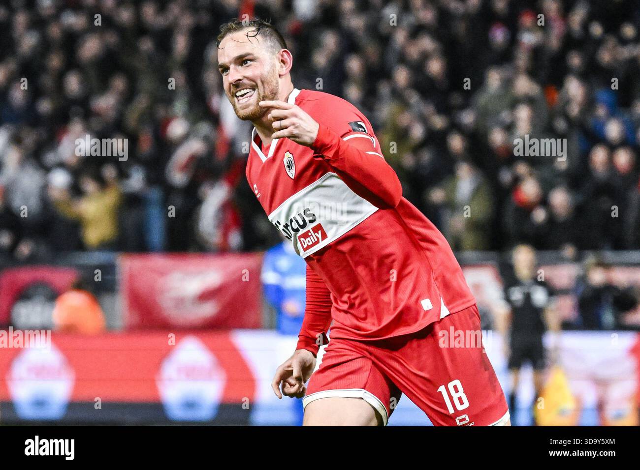 Antwerp's Vincent Janssen celebrates after scoring during a soccer ...
