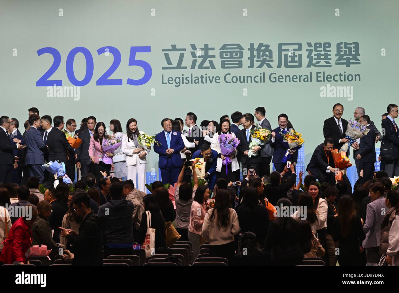 The election committees celebrate on the stage, when they know the ...