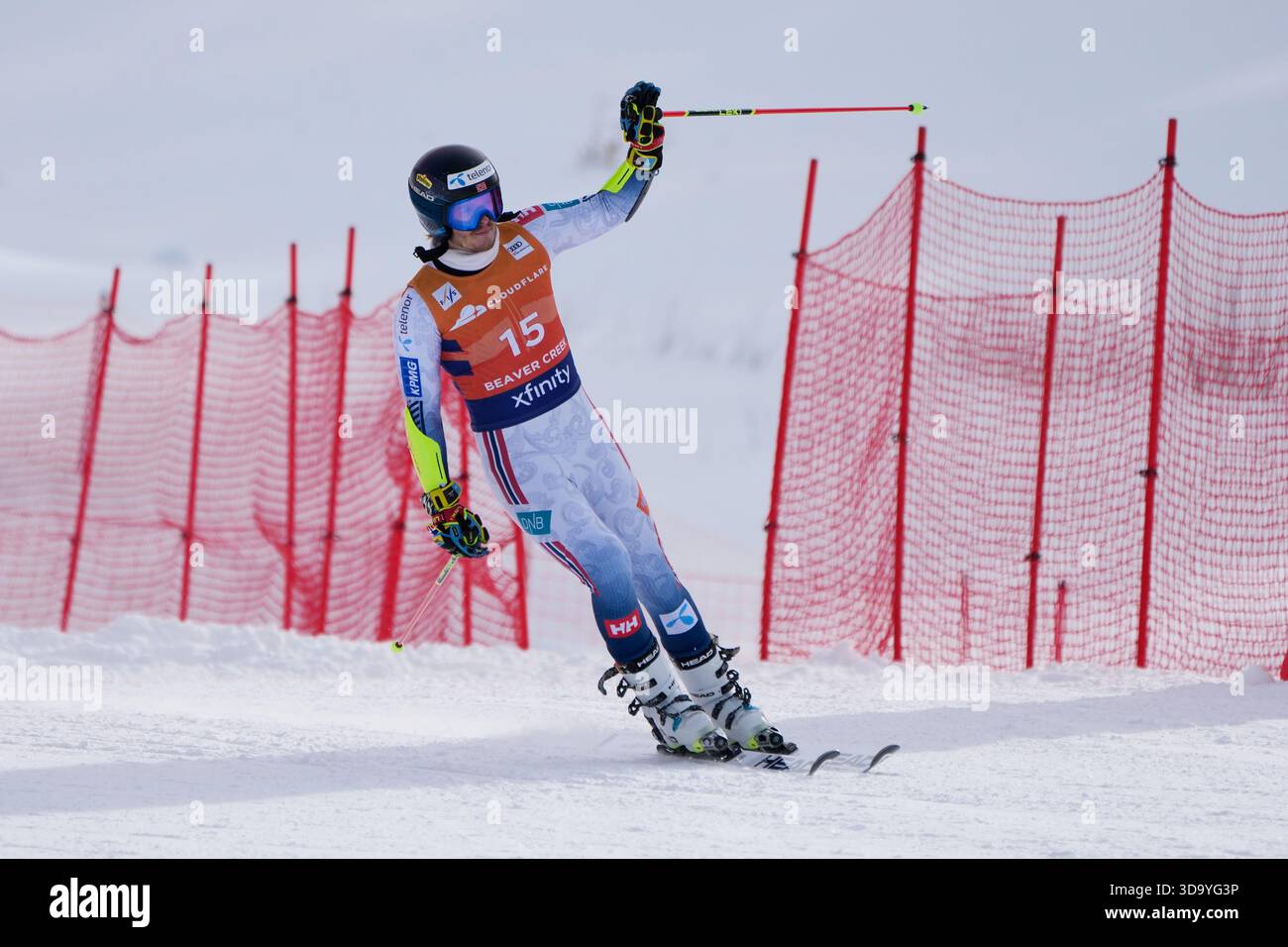 Norway's Atle Lie Mcgrath reacts after his run during a World Cup men's ...