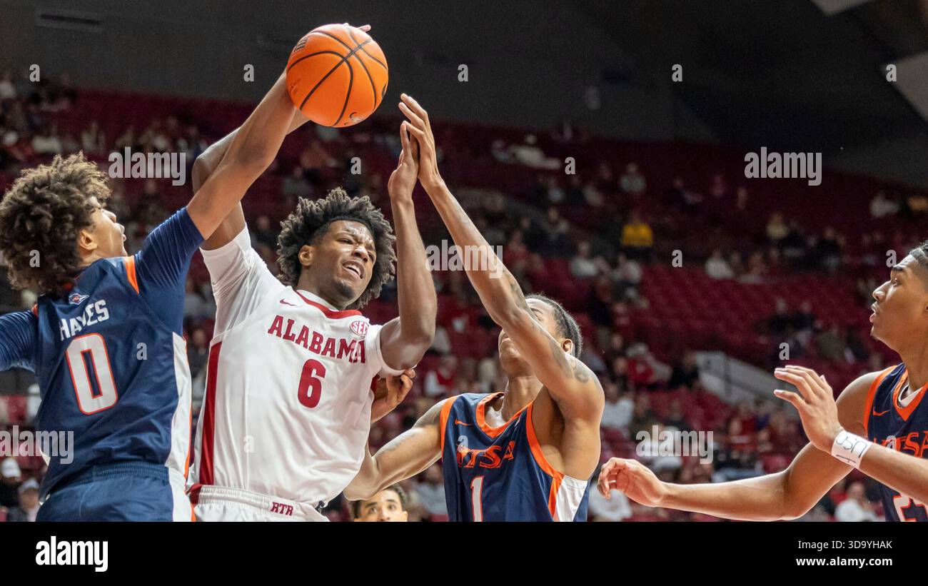 Alabama forward London Jemison (6) battles for the ball against UTSA ...