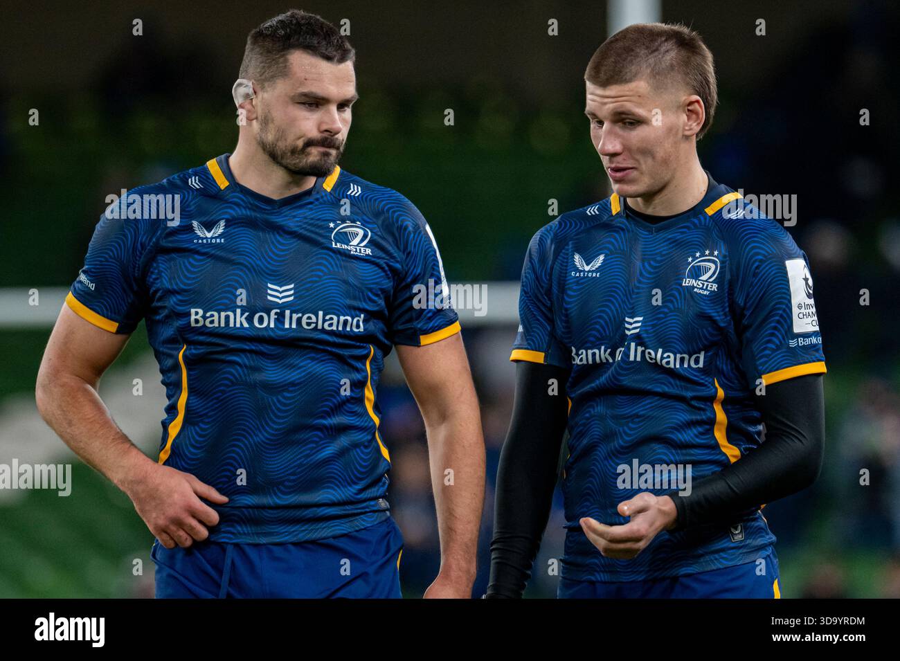 Max Deegan of Leinster and Sam Prendergast of Leinster after the ...