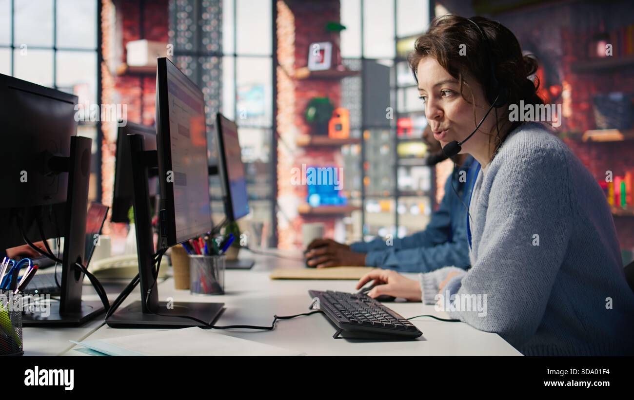 Joyous call center agent hi-res stock photography and images - Alamy