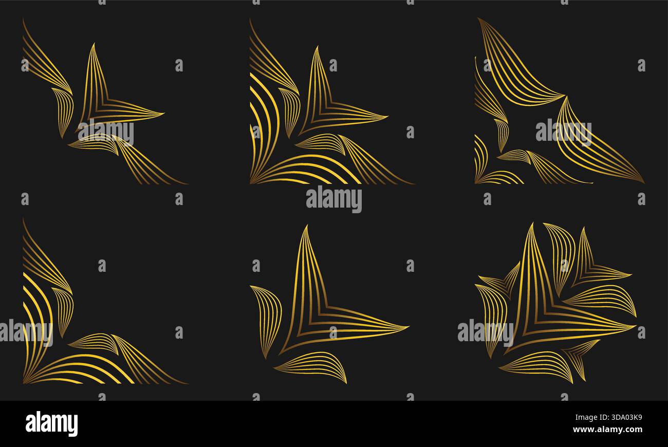 Premium line art golden Stock Vector Images - Alamy