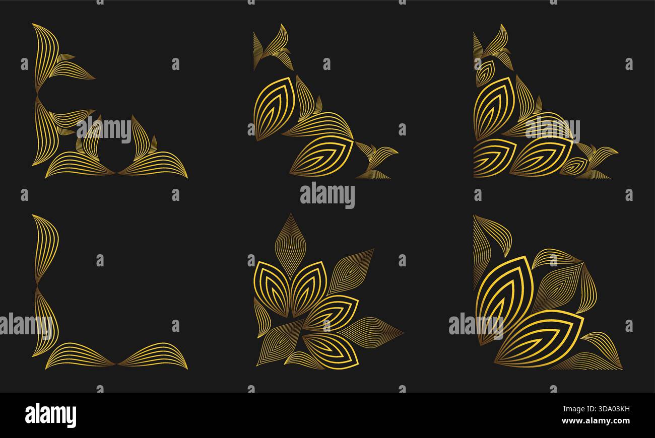 Premium line art golden Stock Vector Images - Alamy